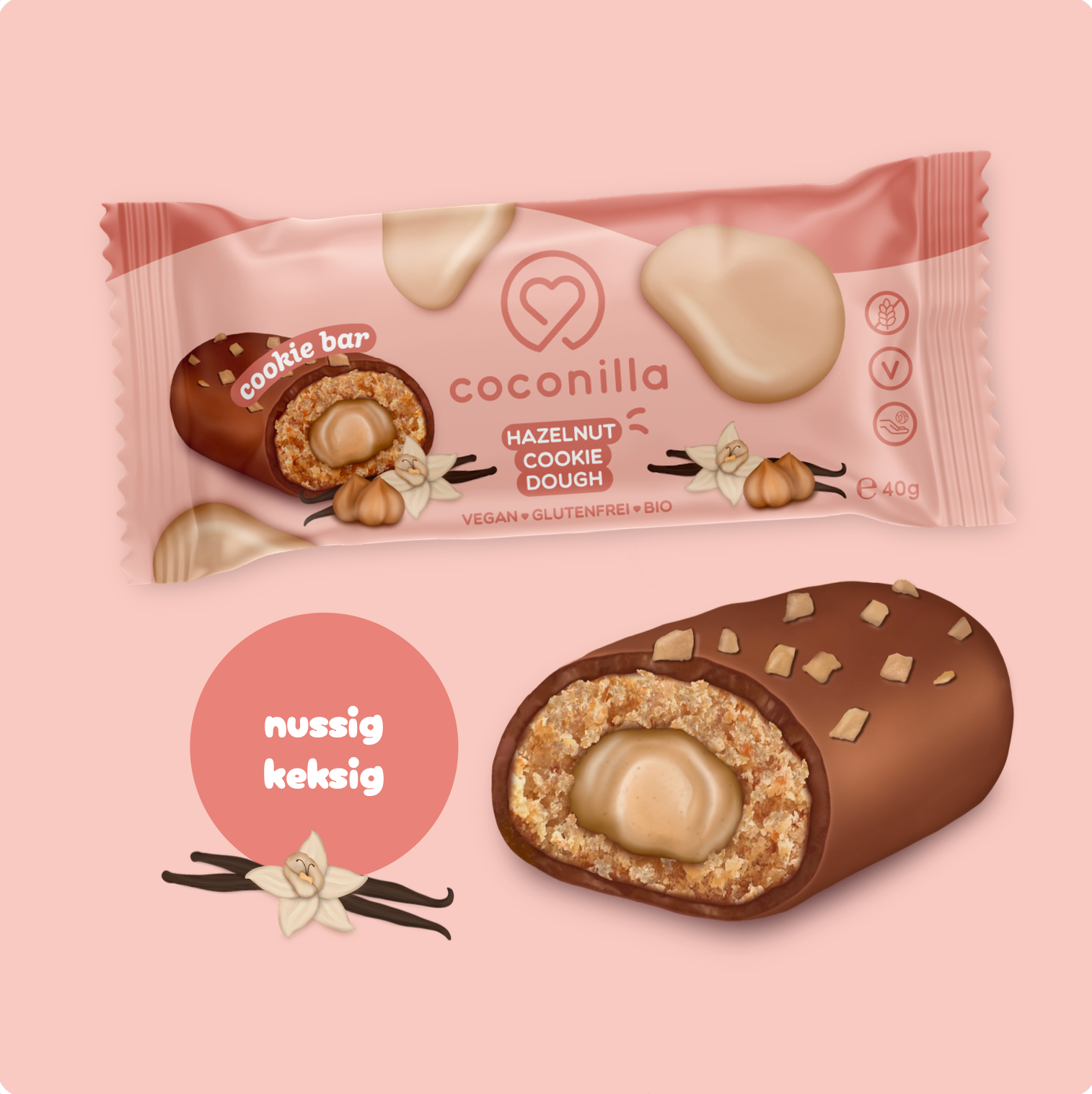 Entdecke unseren neuen Riegel: BIO - Cookie Bar Hazelnut Cookie Dough